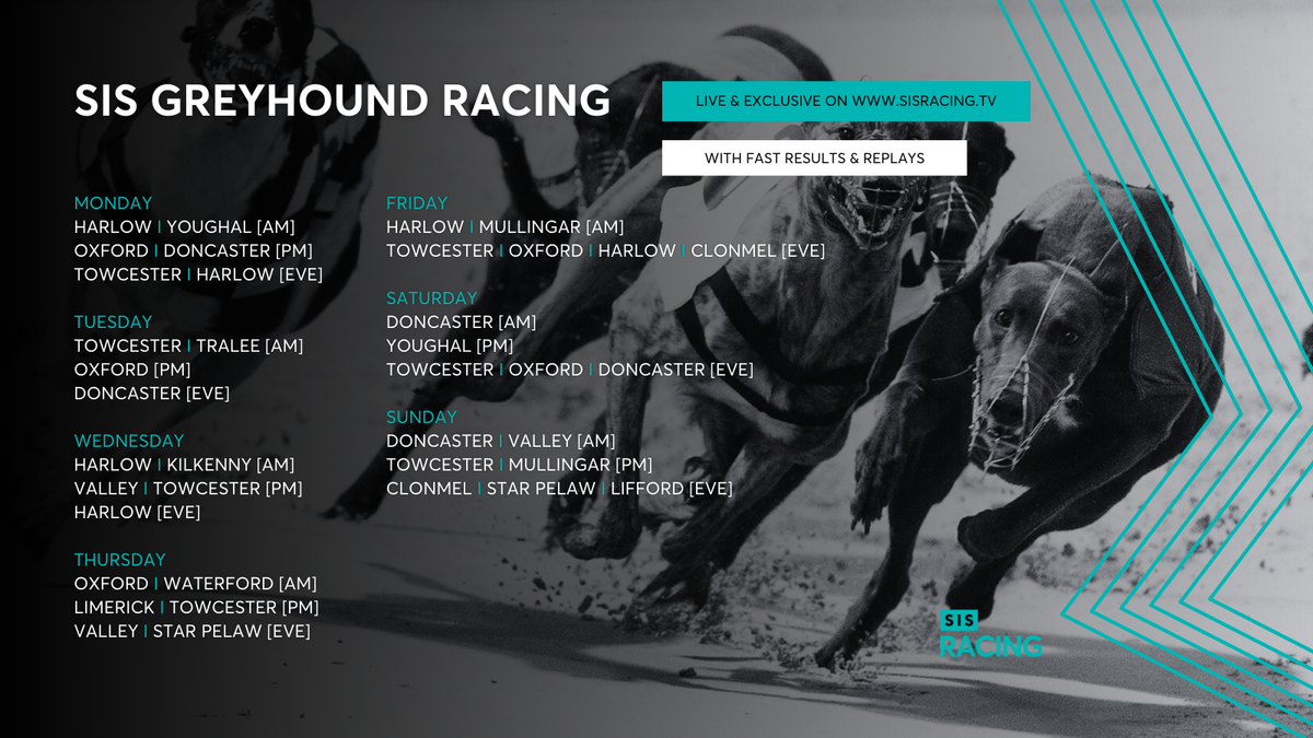 SIS greyhound racing schedule w/c Monday 12th May